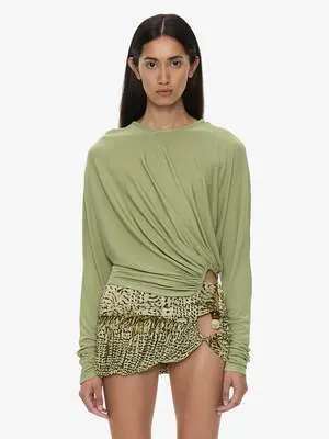 Christopher Esber Manto Long Sleeve Jersey Top - Fennel