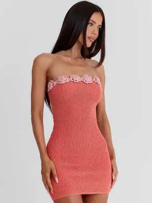 OUTCAST Eliosa Mini Dress Coral - Orange