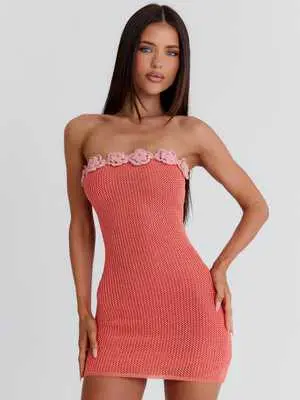 OUTCAST Eliosa Mini Dress Coral