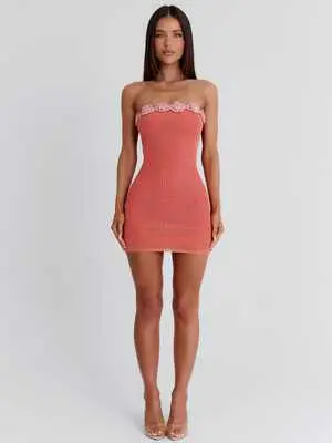 OUTCAST Eliosa Mini Dress Coral
