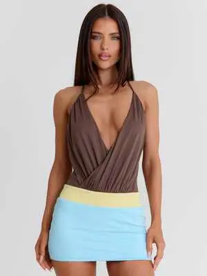 OUTCAST Angelain Mini Dress Brown Splice