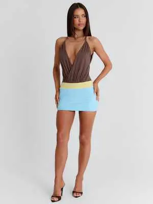 OUTCAST Angelain Mini Dress Brown Splice