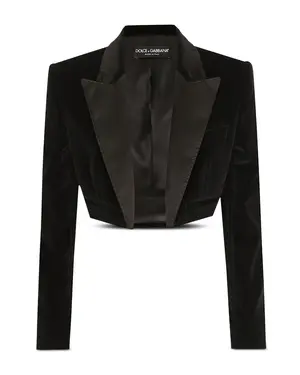 Dolce & Gabbana Spencer Velvet Cropped Tuxedo Jacket