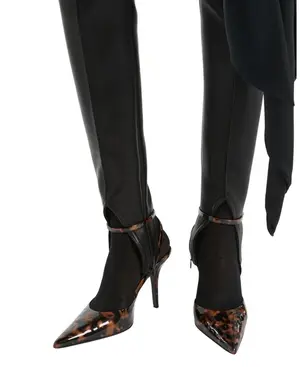 Balmain Printed Patent Leather Strappy Courts