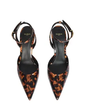 Balmain Printed Patent Leather Strappy Courts