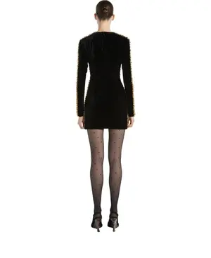 Balmain Velvet Dress With Embroidered Trim