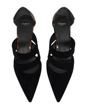 Balmain Velvet And Printed Patent Leather Courts