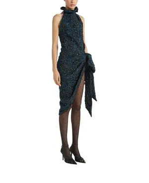 Balmain Draped Dress In Cloqu Jacquard