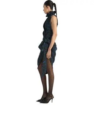 Balmain Draped Dress In Cloqu Jacquard