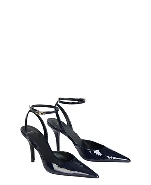 Balmain Patent Leather Strappy Courts - Blue