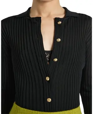 Balmain Buttoned Ribbed Knit Cardigan