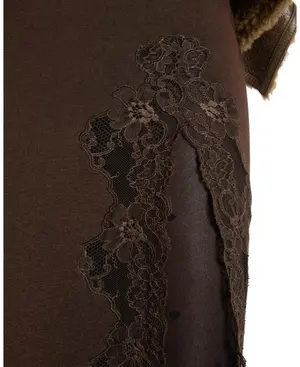 Balmain Knit Midi Skirt With Lace - Brown