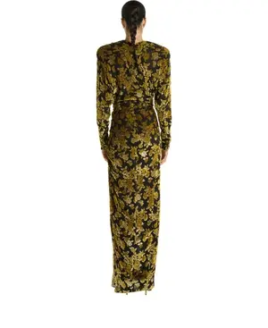 Balmain Long Velvet Jacquard Dress