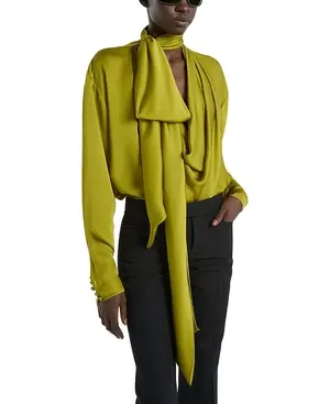 Balmain Draped Silk Chiffon Blouse