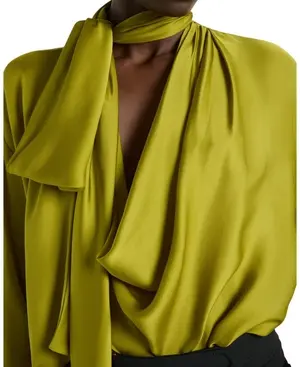 Balmain Draped Silk Chiffon Blouse