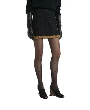 Balmain Short Tweed Skirt With Embroidered Trim - Black