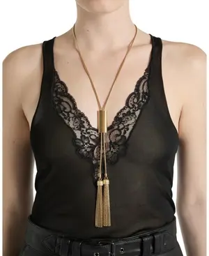 Balmain Long Brass Tassel Necklace