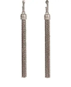 Balmain Brass Tassel Drop Earrings - Silver
