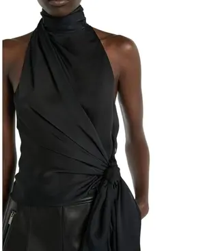 Balmain Open-back Silk Chiffon Top - Black
