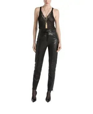Balmain Lambskin Biker Trousers