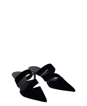 Balmain Velvet And Printed Patent Leather Mules - Black