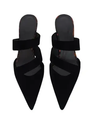 Balmain Velvet And Printed Patent Leather Mules