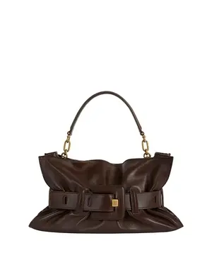 Balmain Anthem Medium Bag In Smooth Leather - Dark Brown