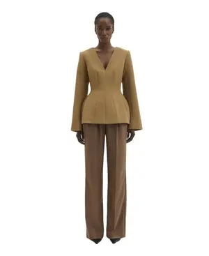 MALINA Ninni Cut-out Shoulder Hourglass Top - Camel