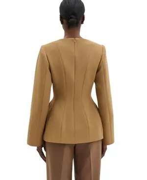 MALINA Ninni Cut-out Shoulder Hourglass Top - Camel