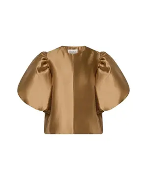 MALINA Cleo Puff Sleeve Satin Blouse