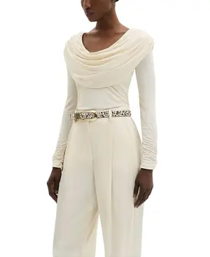 MALINA Signe Cowl Neck Jersey Top - Pearl