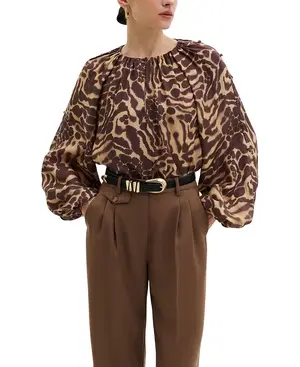 MALINA Sophie Button Detail Gathered Blouse - Savannah
