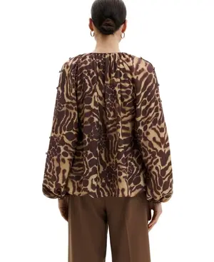 MALINA Sophie Button Detail Gathered Blouse