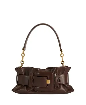 Balmain Anthem Mini Bag In Smooth Leather - Dark Brown