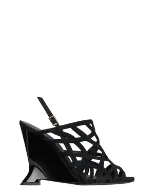 Balmain Wedge Cage Sandals In Suede