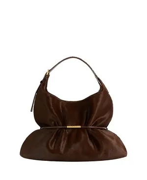 Balmain Sphynx Medium Bag In Pony-effect Leather - Dark Brown