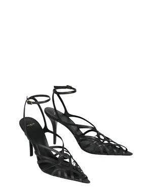 Balmain Smooth Leather Cage Sandals - Black