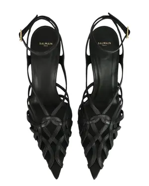 Balmain Smooth Leather Cage Sandals
