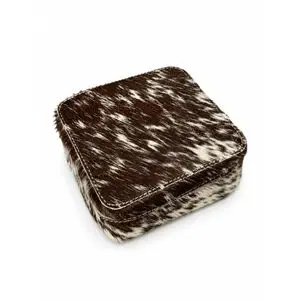 BELLA SOUL White / Brown Large Cowhide Jewelry Box - White/brown