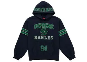Supreme Rhinestone Eagle Hooded Sweatshirt - Navy Blue