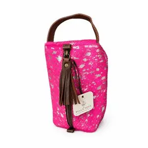 BELLA SOUL Genuine Cowhide Toiletry Bag With Tassel Detail
