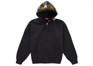Supreme Patches Zip Up Hooded Sweatshirt - Black