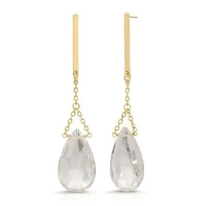 HEATHER HAWKINS Neutrals Hold On Faceted Gemstone Post Back Cocktail Earrings Gold-filled Crystal Quartz - Yellow