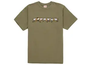 Supreme Skulls Spellout Tee Shirt - Light Olive