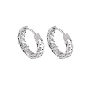 NAZZAR Princess Cut Cz Hoop Earrings - Silver