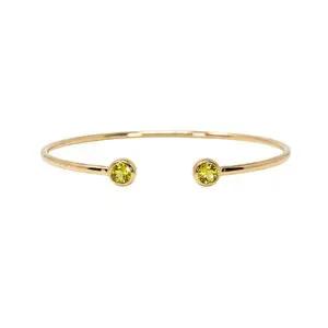 HARFI Dainty Citrine November Birthstone Plated Bangle - Gold