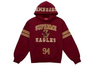 Supreme Rhinestone Eagle Hooded Sweatshirt - Red