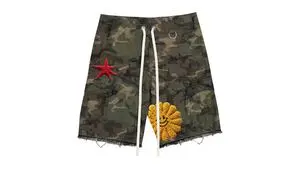 ALL HUMAN Camouflage Embellished Shorts