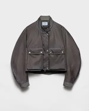 Prada Washed Re-nylon Blouson Jacket Lead Gray