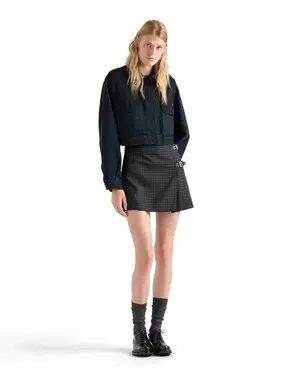 Prada Checked Wool Miniskirt - Blue